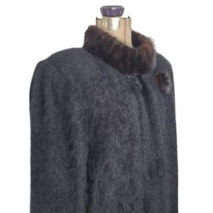 Vintage | Jackets & Coats | Vintage Black Angora Wool Coat With Mink ...